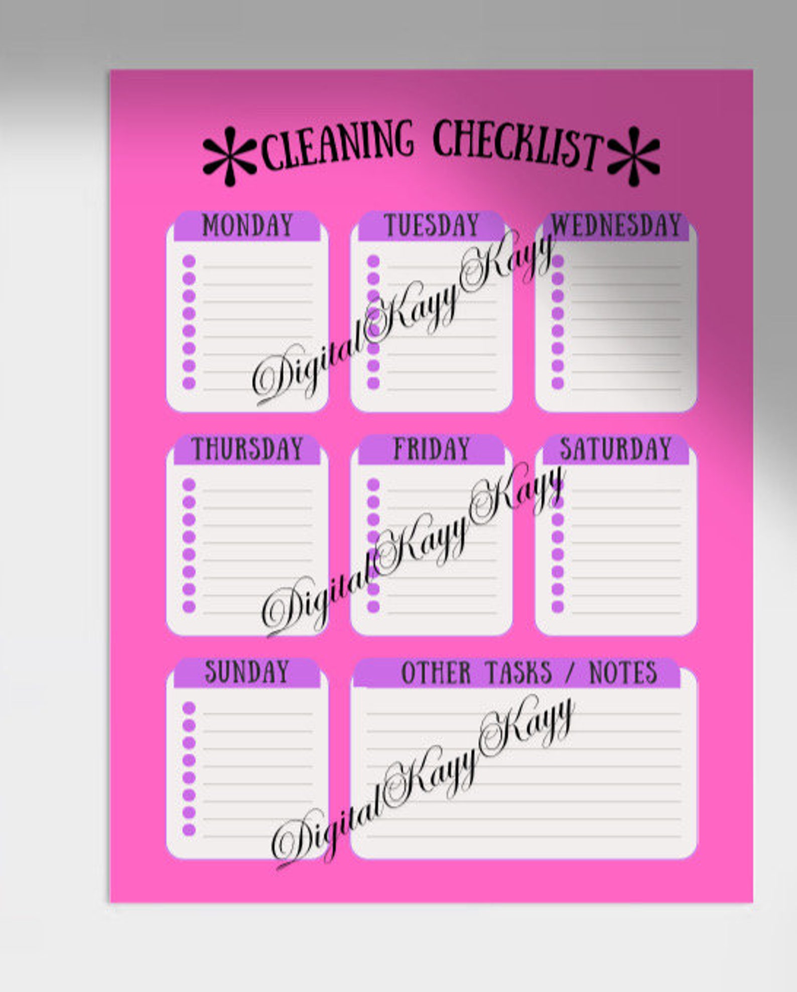 Editable Digital Cleaning Daily / Weekly Checklists digital Download No ...