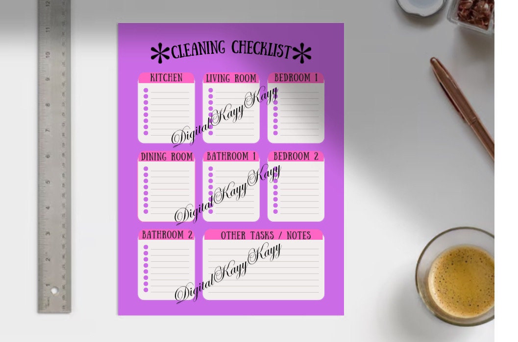 Editable Digital Cleaning Daily / Weekly Checklists digital Download No ...