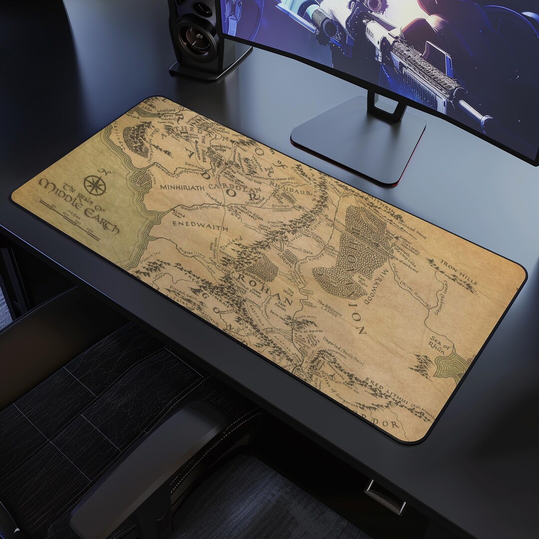 Middle Earth Map Desk Mat Lord of the Rings Mouse Pad 3 Sizes L XL XXL ...