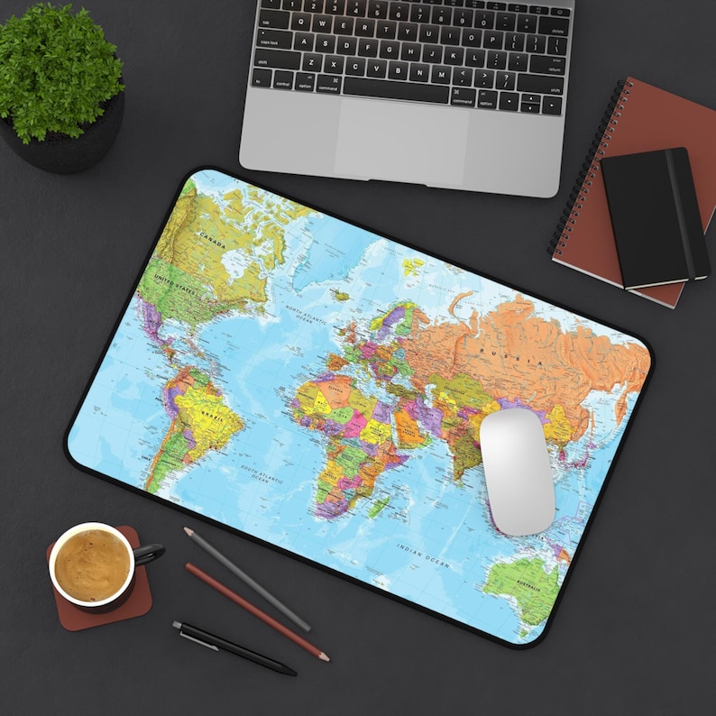 Earth World Map Desk Mat Premium Mouse Pad 3 Sizes L XL XXL Gamer Gift ...