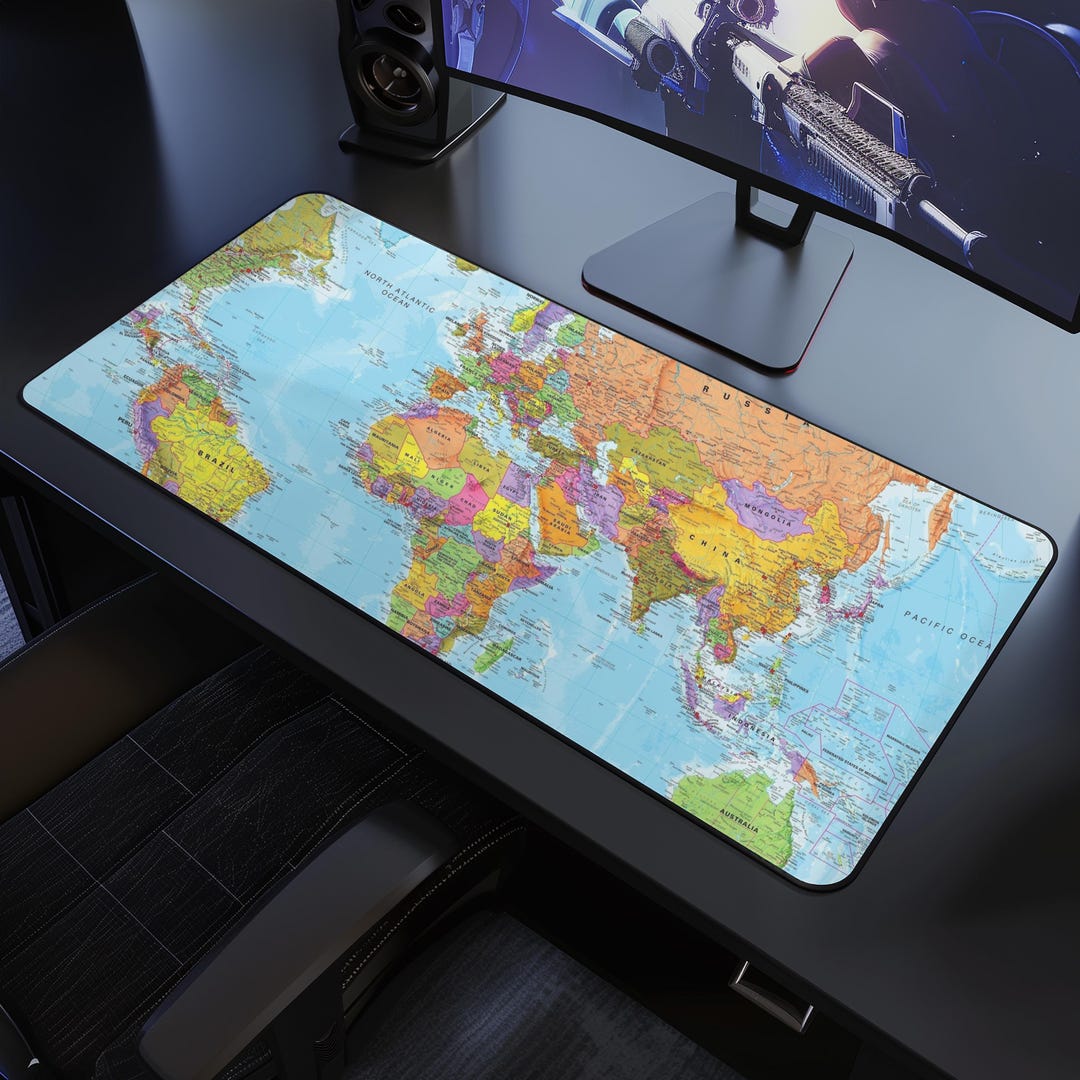 Earth World Map Desk Mat Premium Mouse Pad 3 Sizes L XL XXL Gamer Gift ...