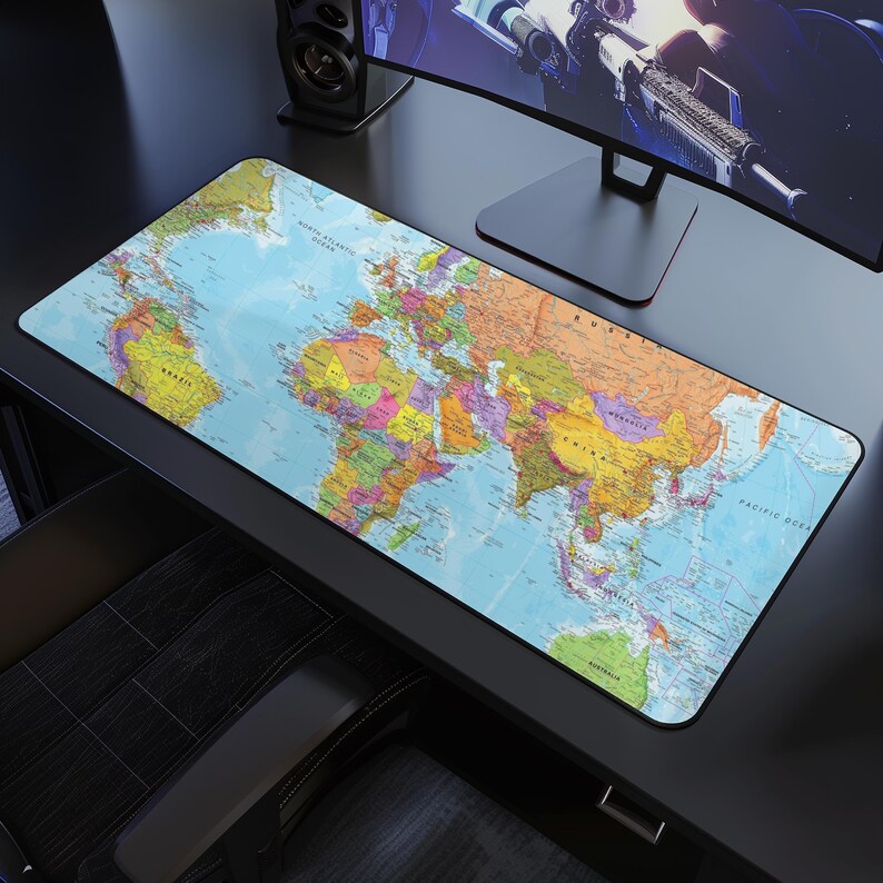 Earth World Map Desk Mat Premium Mouse Pad 3 Sizes L XL XXL Gamer Gift ...