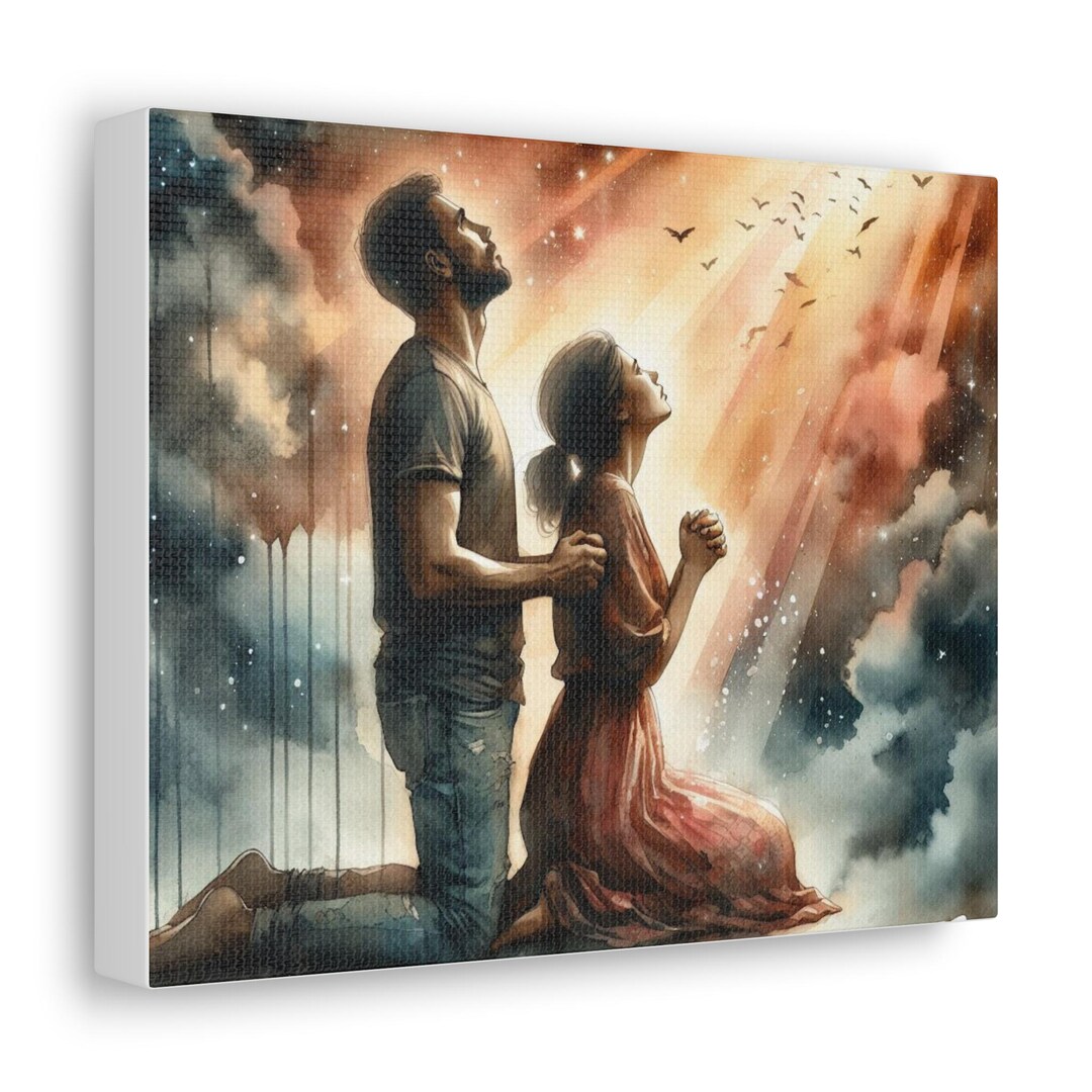 African-american Couple Praying Wall Art – Inspirational Spiritual Art ...