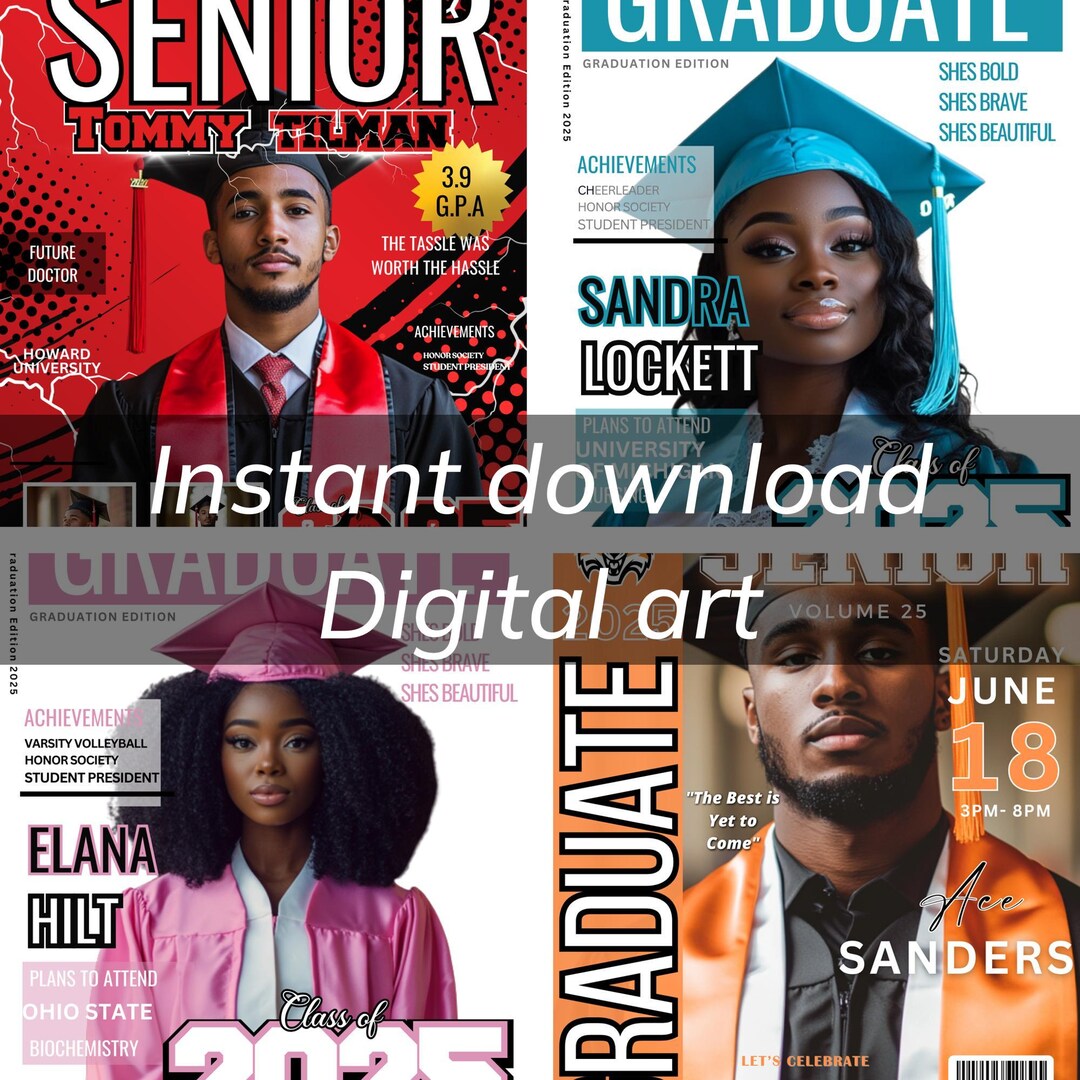 Editable Graduation Magazine Cover Templates | Canva Bundle | Class of ...