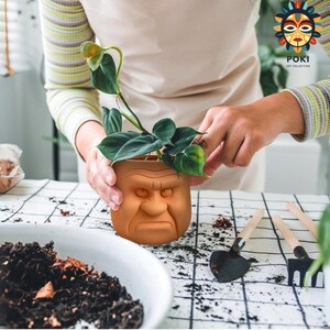 Funny Face Flower Pot - Caricature Resin Planter | Whimsical Home Decor ...