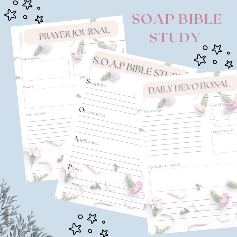 SOAP Bible Study Printable - Prayer Journal - Daily Devotional - ACTS ...