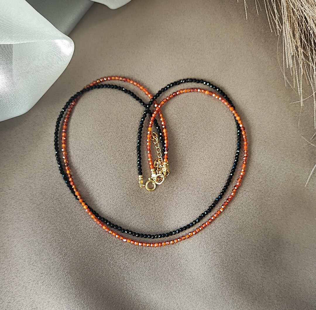 Halloween Inspired Spinel and Orange Zircon Necklace Duo | Spooky Chic ...