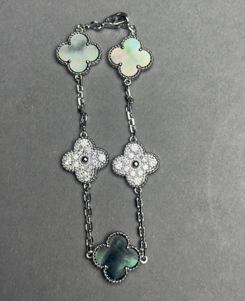 Van Cleef & Arpels 18k Solid White Gold Ice Colored Motifs Bracelet - Etsy