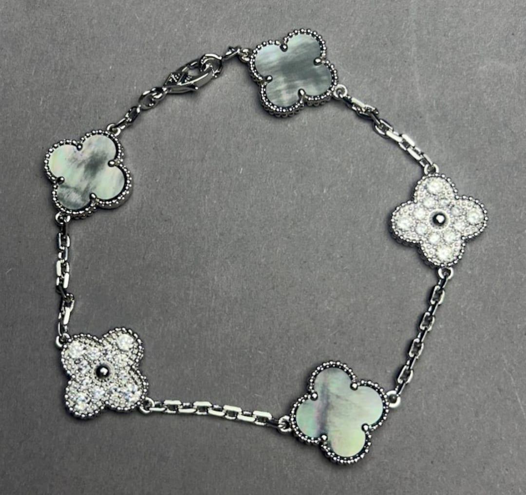 Van Cleef & Arpels 18k Solid White Gold Ice Colored Motifs Bracelet - Etsy