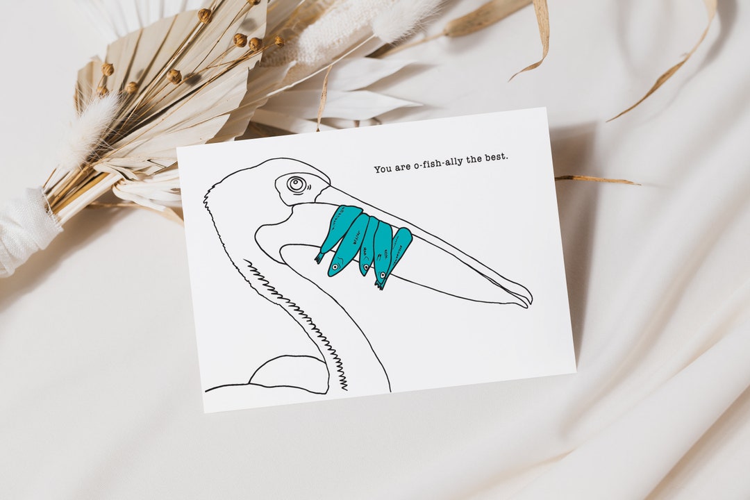 Funny Bird Pun Card I Pelican Card | Fish Card | Gift for Dad | Gift ...