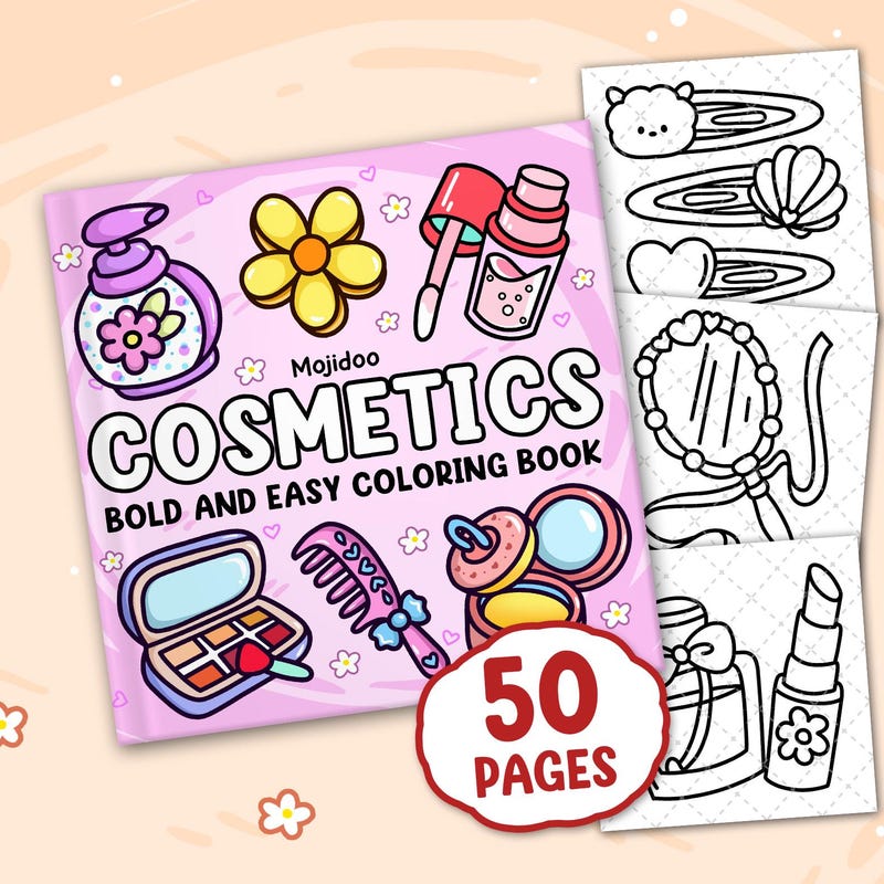 Cosmetics Colouring Book - Etsy