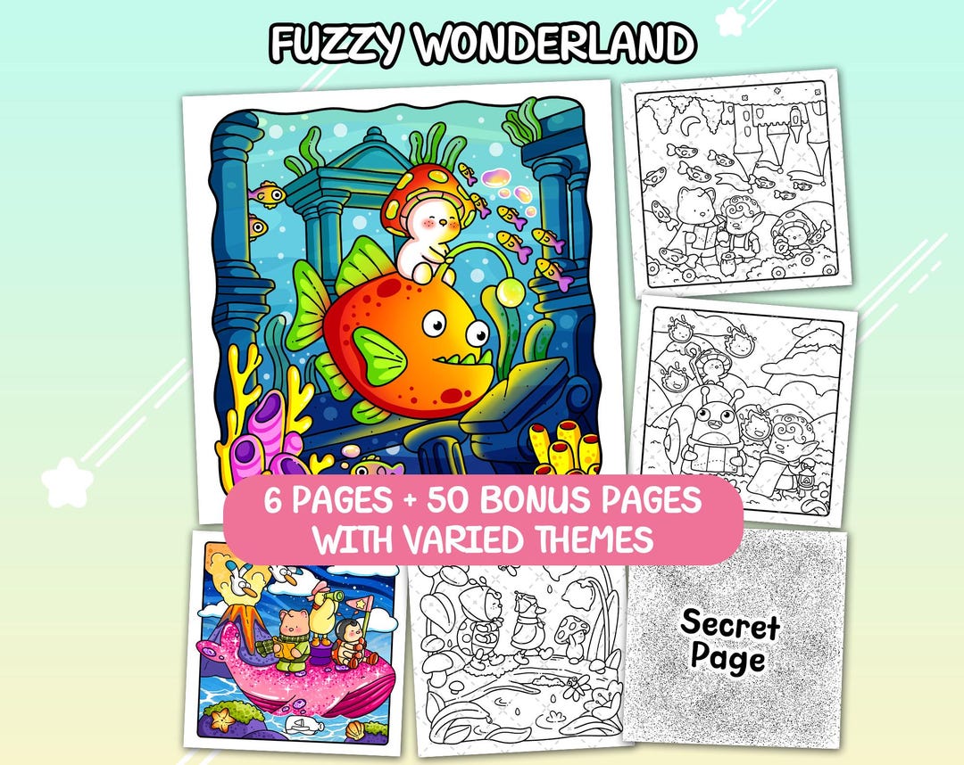 Cat Coloring Book – Fuzzy Wonderland, Grand Expedition (PDF) - Etsy