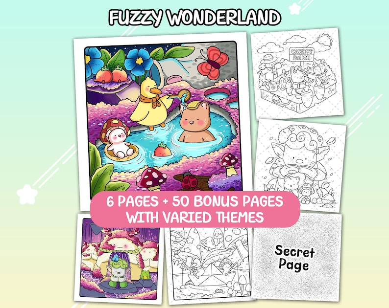 Fuzzy Wonderland Pack 2 – Tiny Cat & Friends in Fantasy Land Coloring ...
