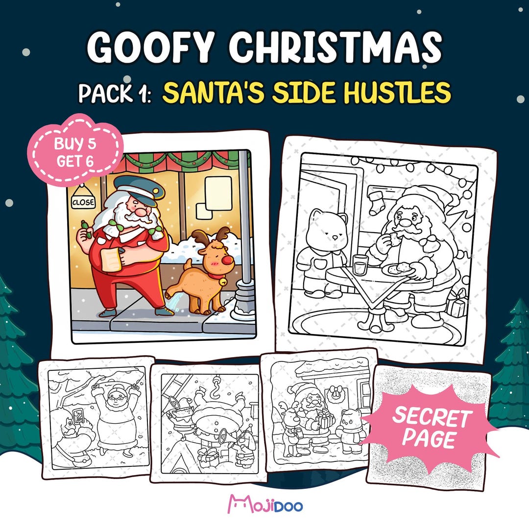 Goofy Christmas Pack 1 – Anti-cozy Xmas Cute Cats & Friends Coloring ...