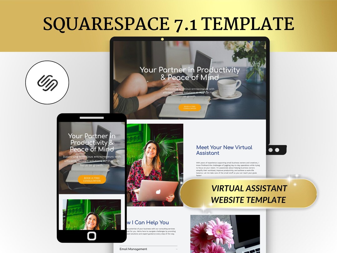 Squarespace Template for Virtual Assistants Squarespace 7.1 Virtual Assistant Website Virtual ...