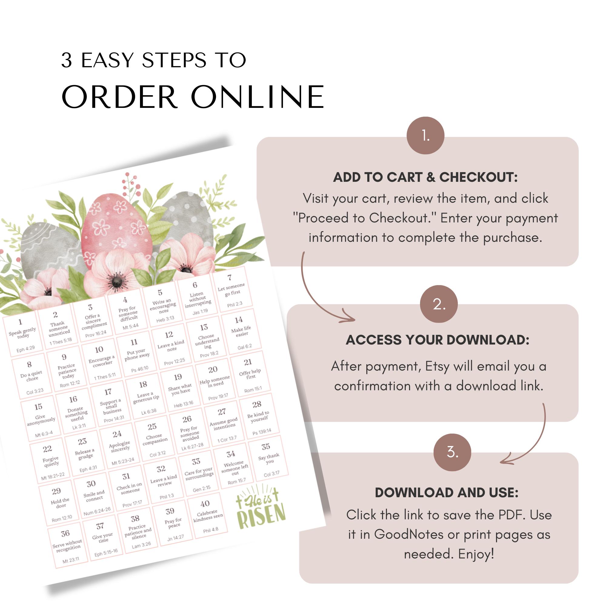 40 Days of Kindness Lent Calendar | Catholic Easter Printable ...