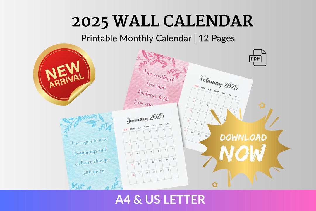 2025 Self-love Affirmation Calendar | Printable Wall Calendar ...