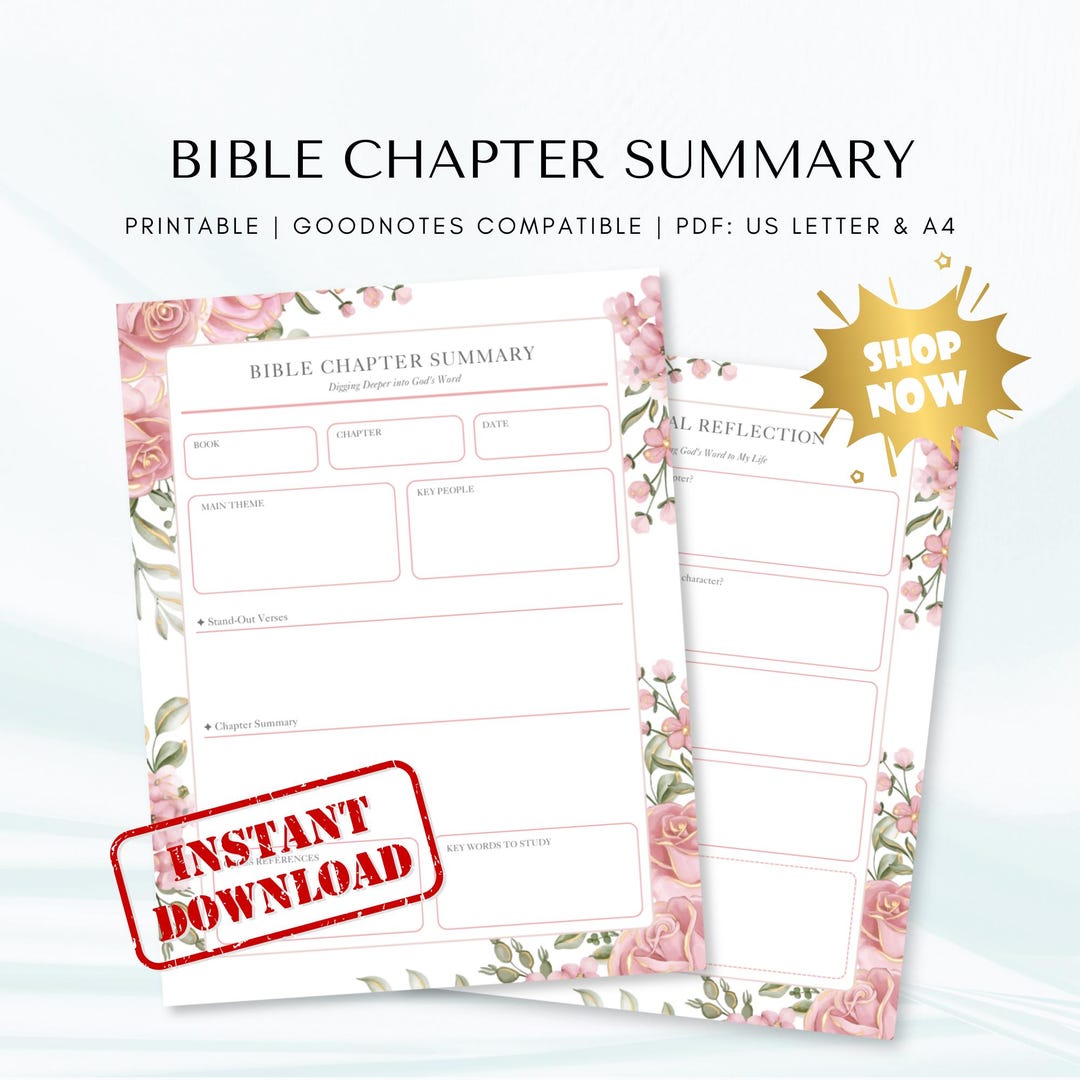 Bible Chapter Summary Template Printable | Scripture Reflection ...
