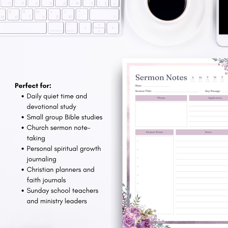 Printable Bible Study Journal | SOAP Method, Sermon Notes (digital PDF ...