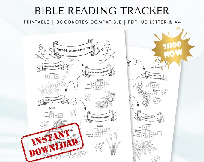 Printable Bible Reading Tracker Colouring Page I Bible Tracker I Bible ...