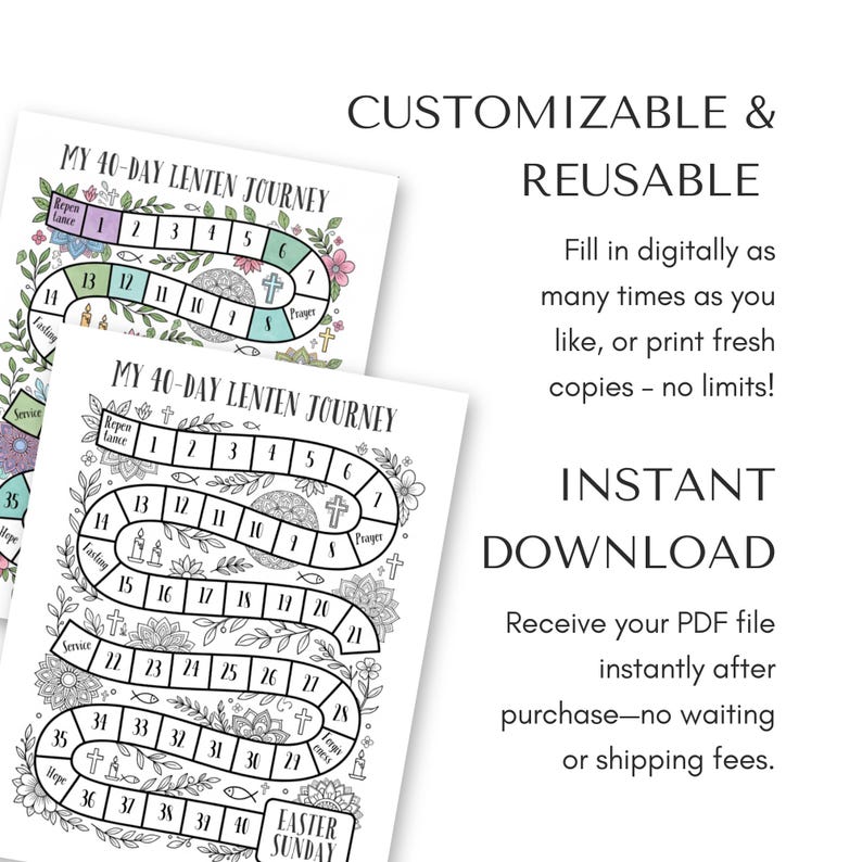 Lent Countdown Calendar Coloring Page | Catholic Easter Printable ...