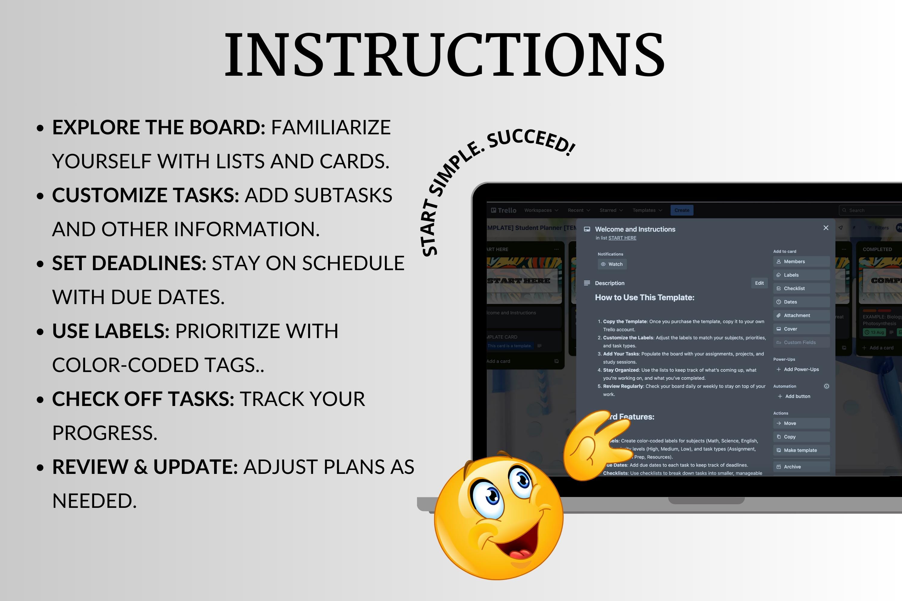 Student Planner Trello Board Template With Free Printable Weekly ...