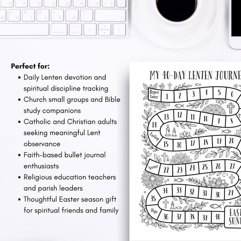 Lent Countdown Calendar Coloring Page | Catholic Easter Printable ...