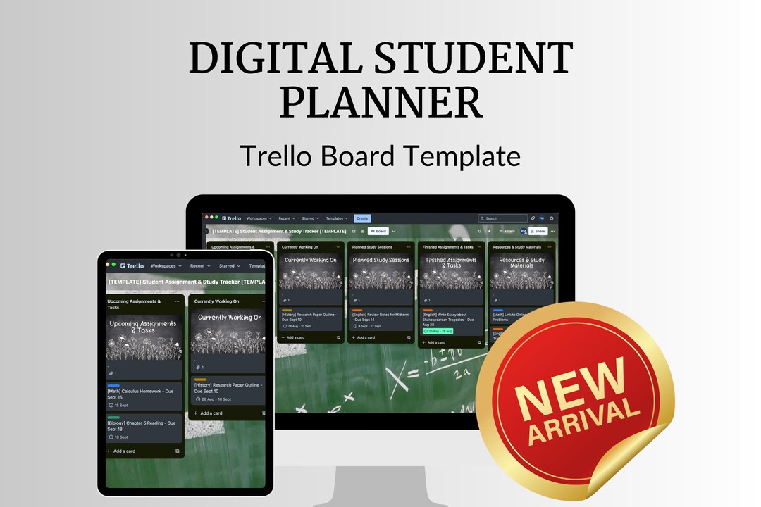 Digital Student Planner & Study Tracker Trello Template | Digital ...