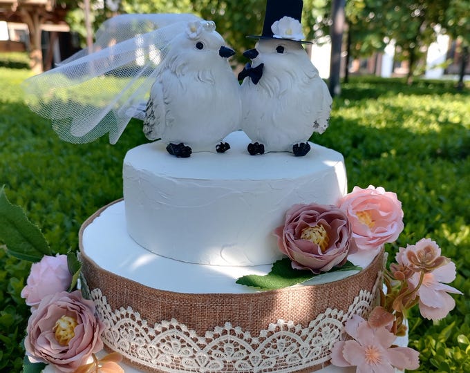 Bird Wedding Cake Topper – Romantic Lovebirds Bride & Groom Figurines ...