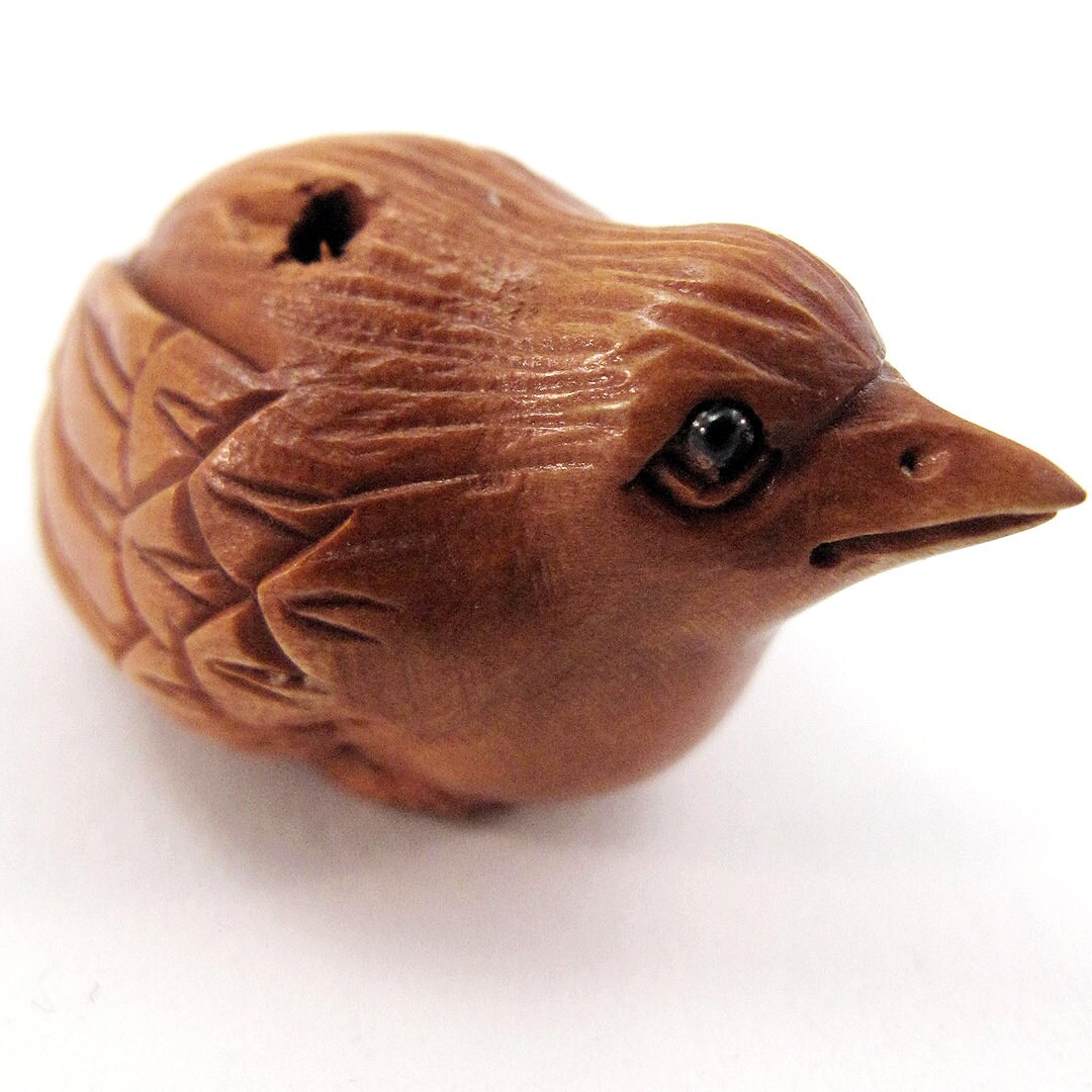 Crouching Bird Bead - Hand-carved Boxwood Ojime Bead - Etsy