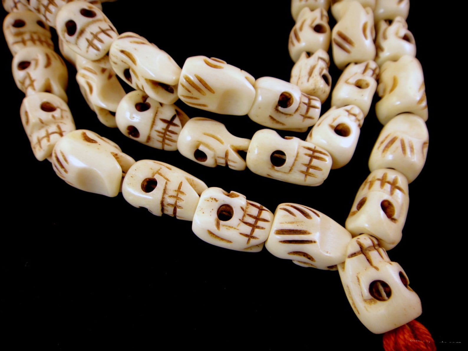 Fancy Water Buffalo Bone Skull Mala Style Beads Embrace the - Etsy