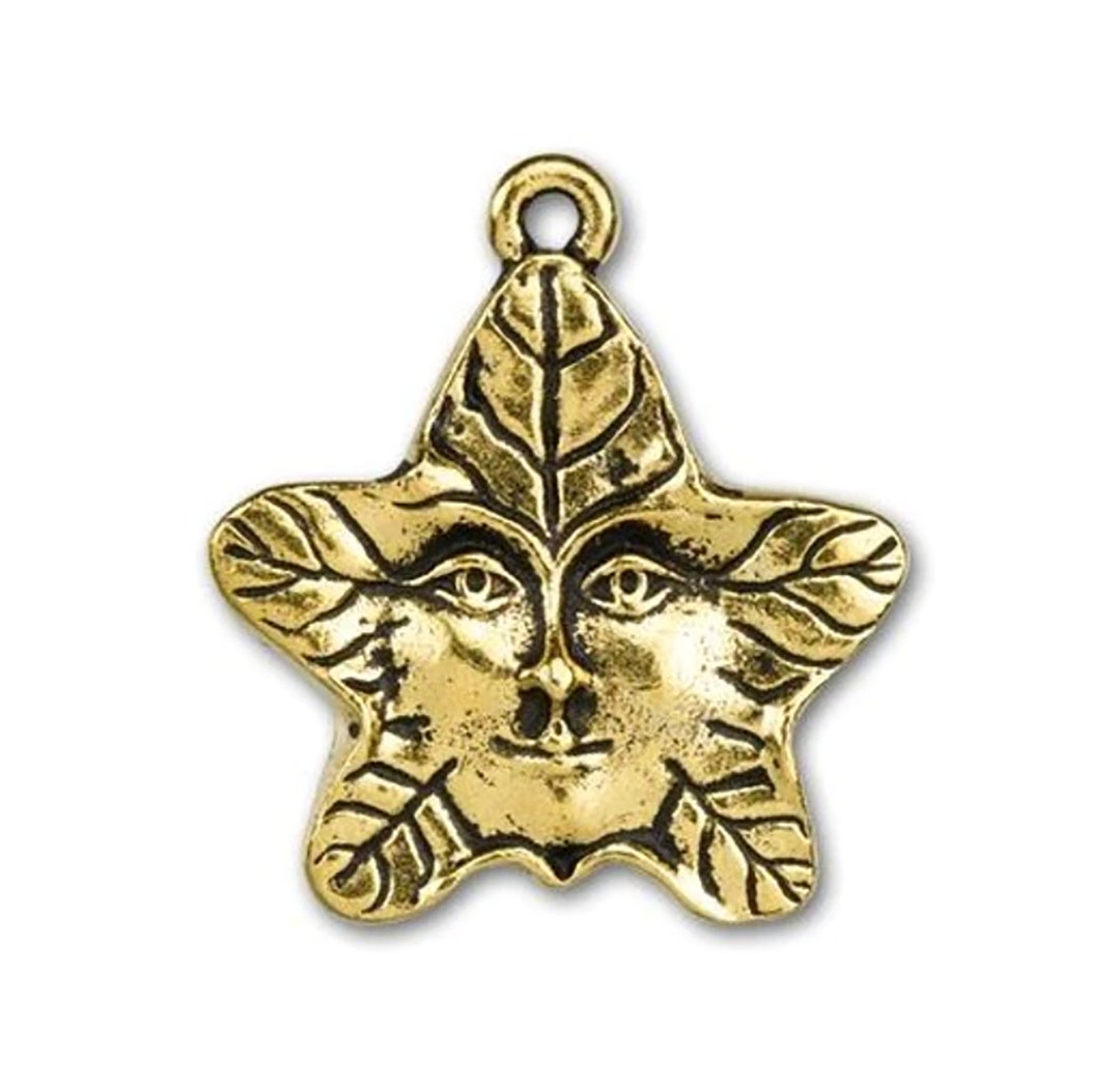 The Green Man Charm in Gold by Tierracast - Etsy