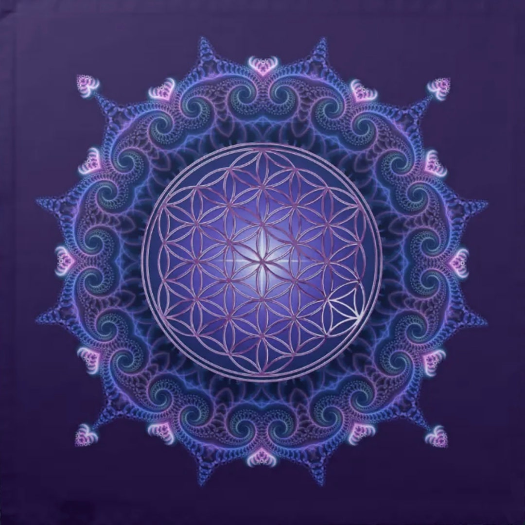 Mystic Purple Flower of Life Tarot Cloth Sacred Geometry - Etsy