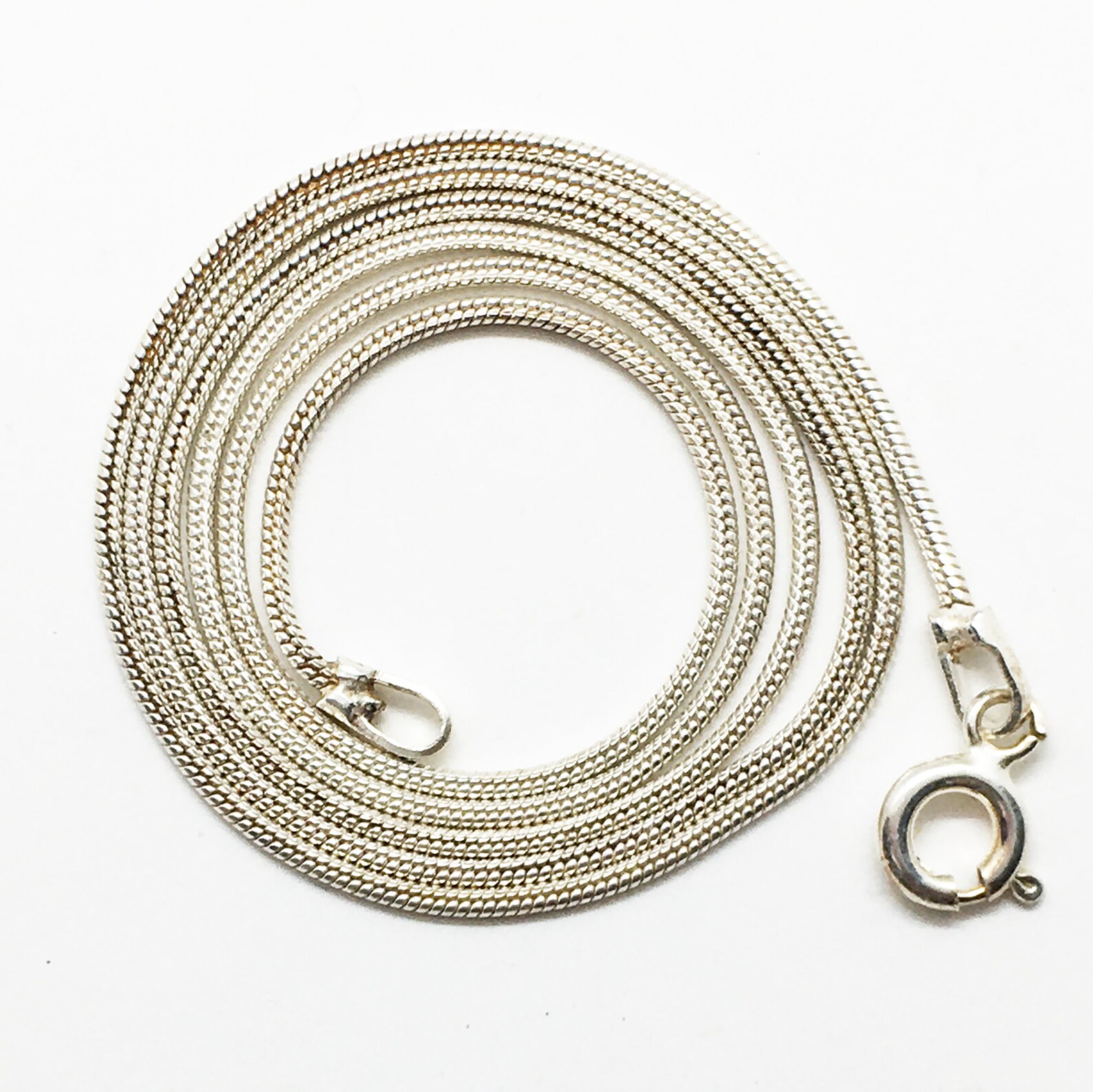 Snake Chain Sterling Silver 18 inch Necklace 1.1mm thickness | Etsy