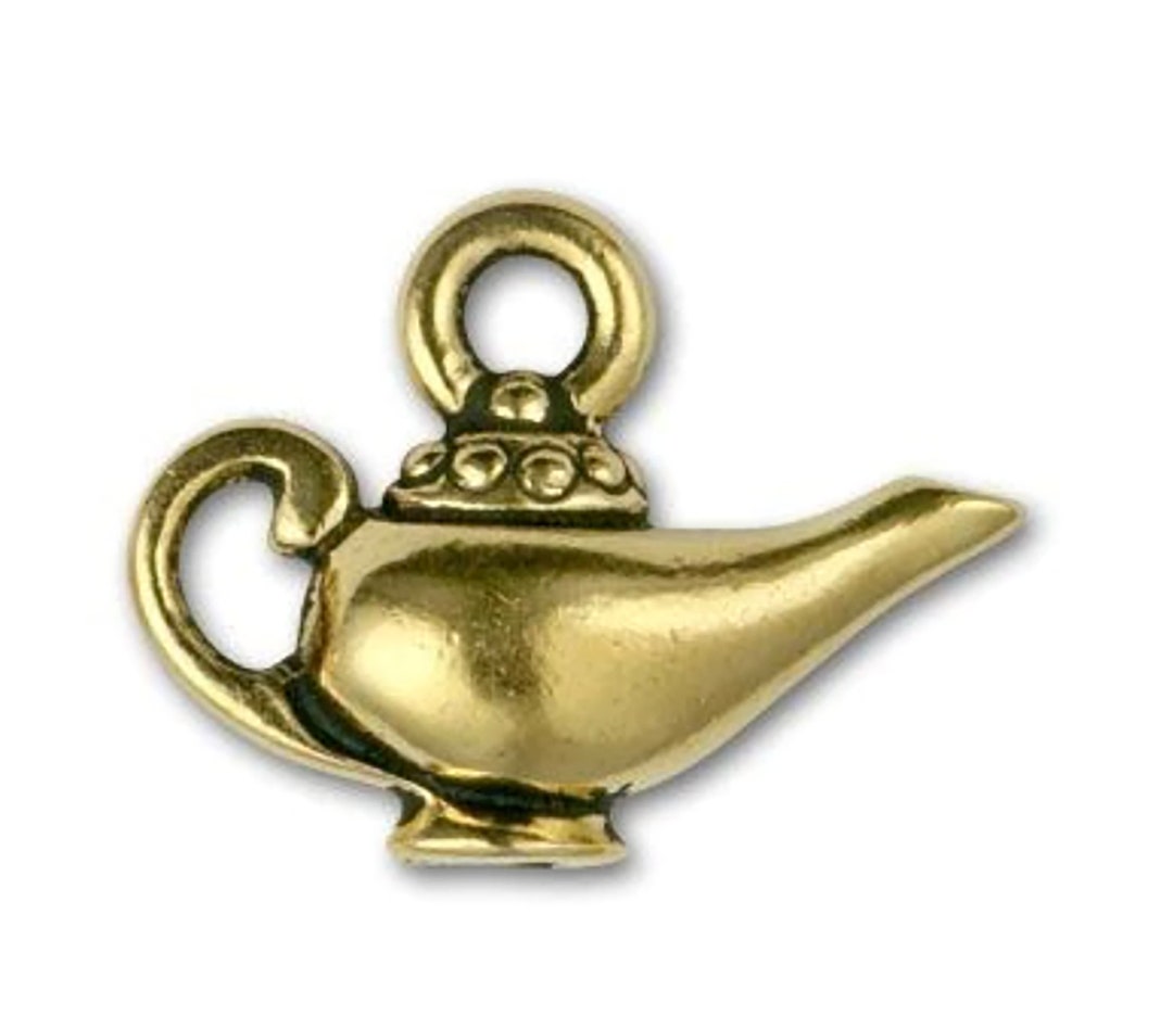 Genie Lamp Pendant or Charm in Antique Gold From Tierracast - Etsy