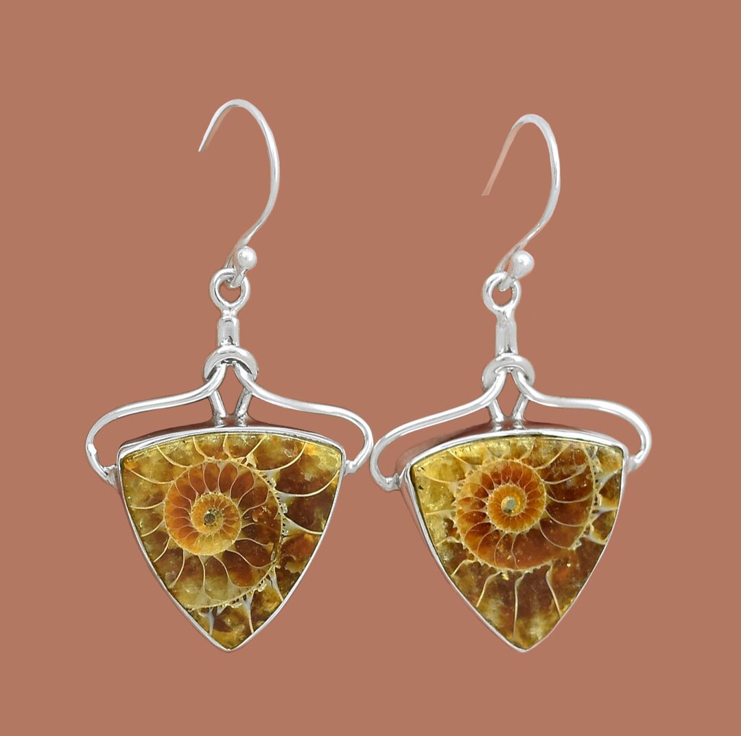 Ammonite Fossil Earrings Celtic Silver Earrings Sacred - Etsy