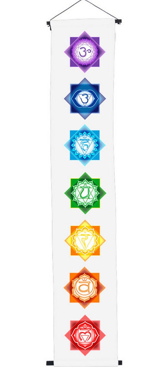 Chakra Art Silkscreened Vertical White Cotton Banner - Etsy