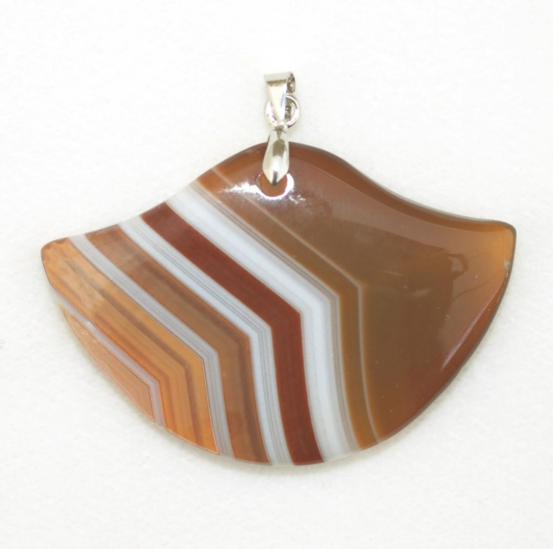 Brazilian Ribbon Agate Pendant in Wedge-shaped Fan - Etsy