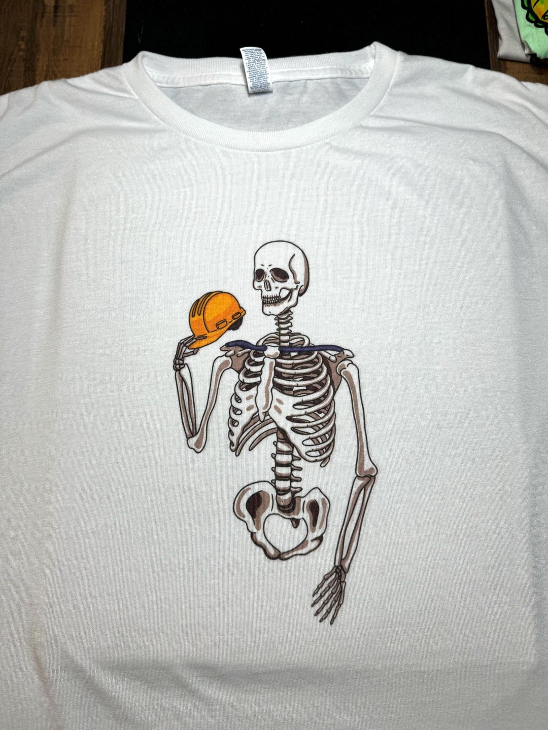 Blue Collar Construction Worker Skeleton T-shirt - Etsy