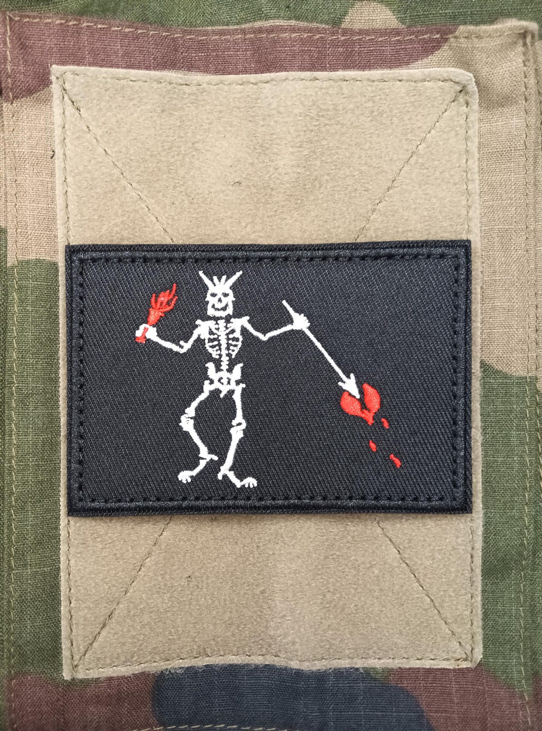 Blackbeard Pirate Tactical Patch – Skeleton With Spear and Heart – Jolly Roger Emblem by Forward ...