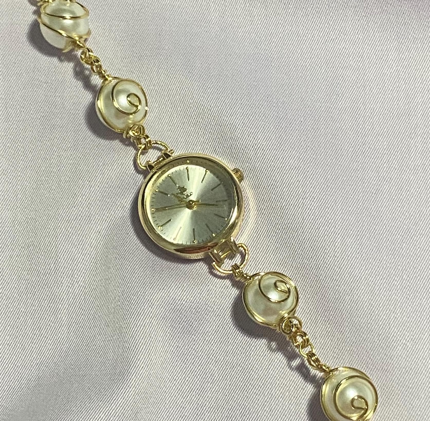 Wire Wrapped Pearl Charm Watch, Spiritual Pearl Charm Bracelet Watch ...