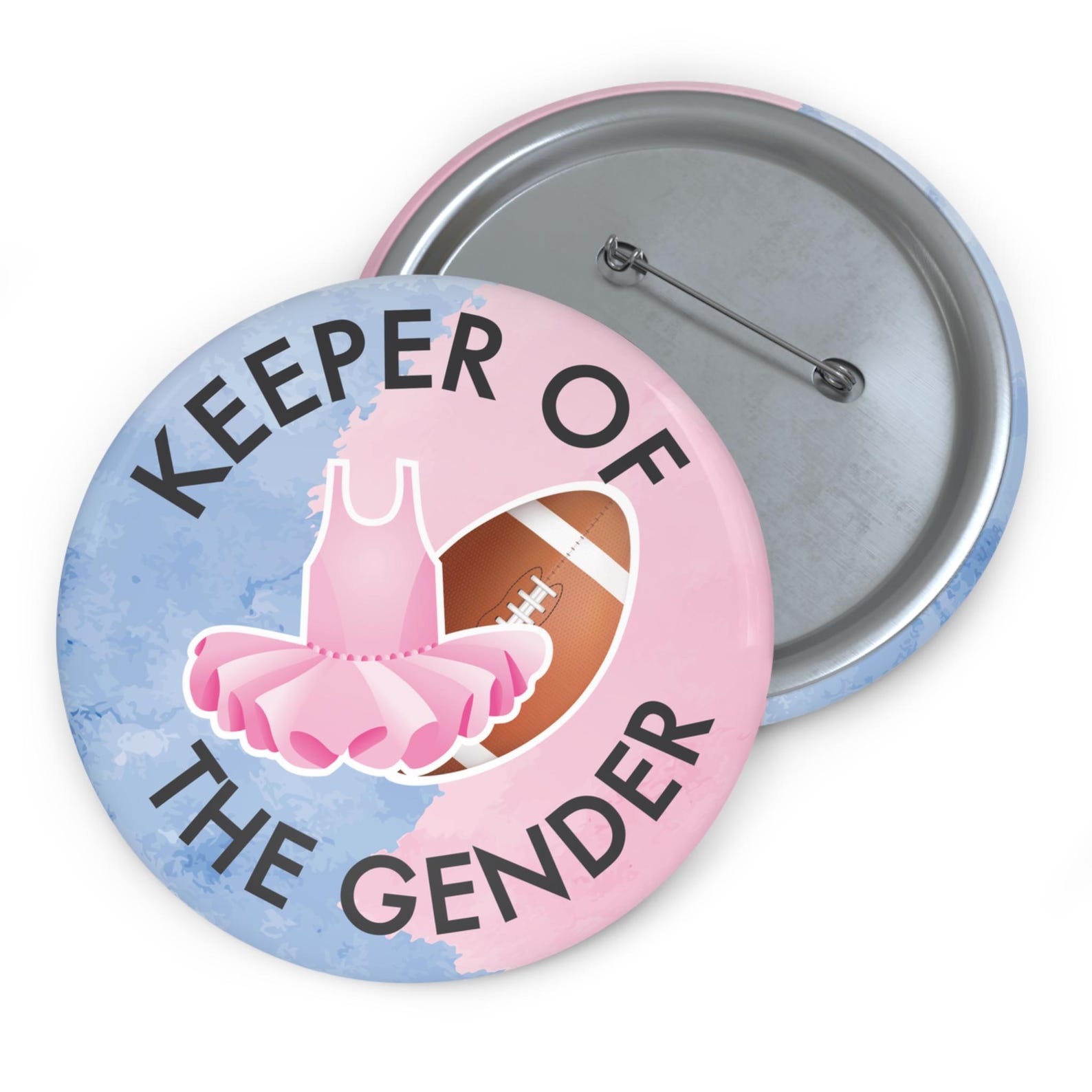Keeper of the Gender, Gender Reveal Pin Button, Touchdowns or Tutus ...