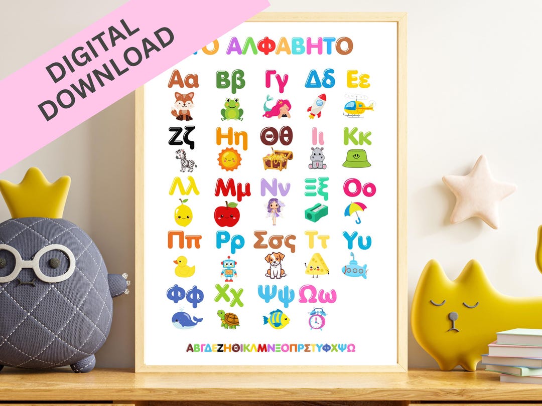 Greek Alphabet Poster, Upper and Lower Case Letters, Instant Download ...
