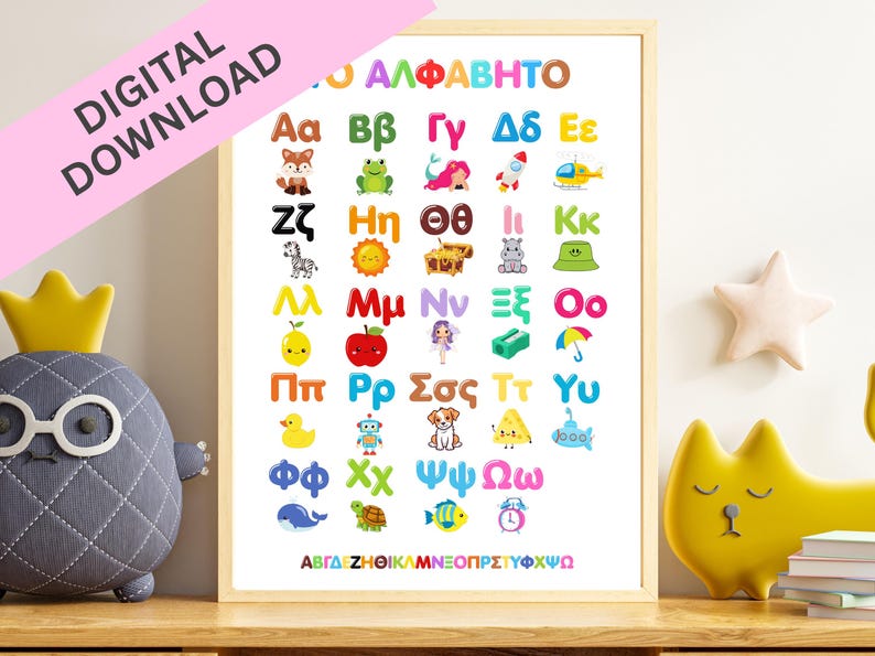 Greek Alphabet Poster, Upper and Lower Case Letters, Instant Download ...