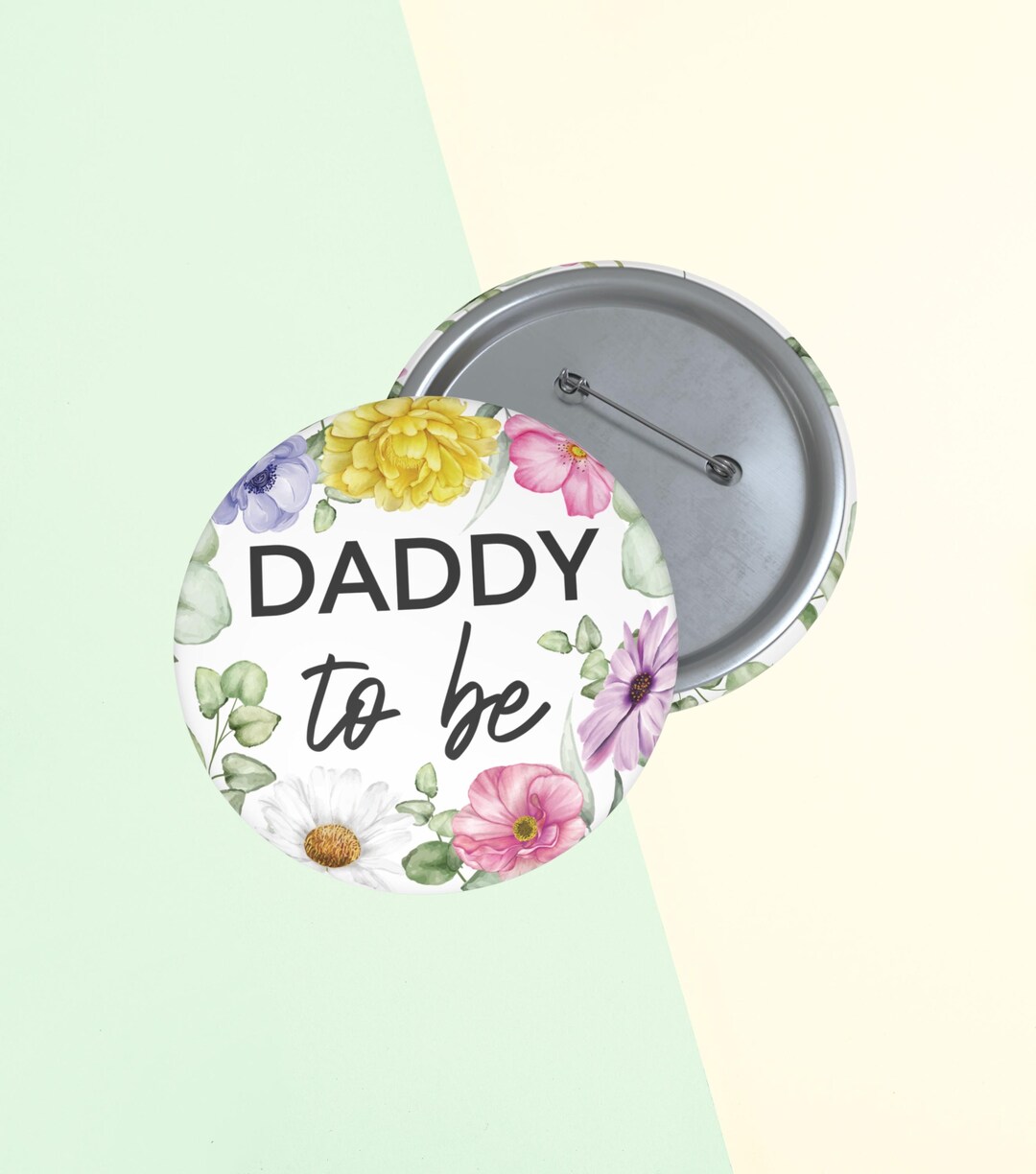 Dad to Be Pin, Gender Reveal Pin Button, Floral Baby Shower Pin, Baby ...