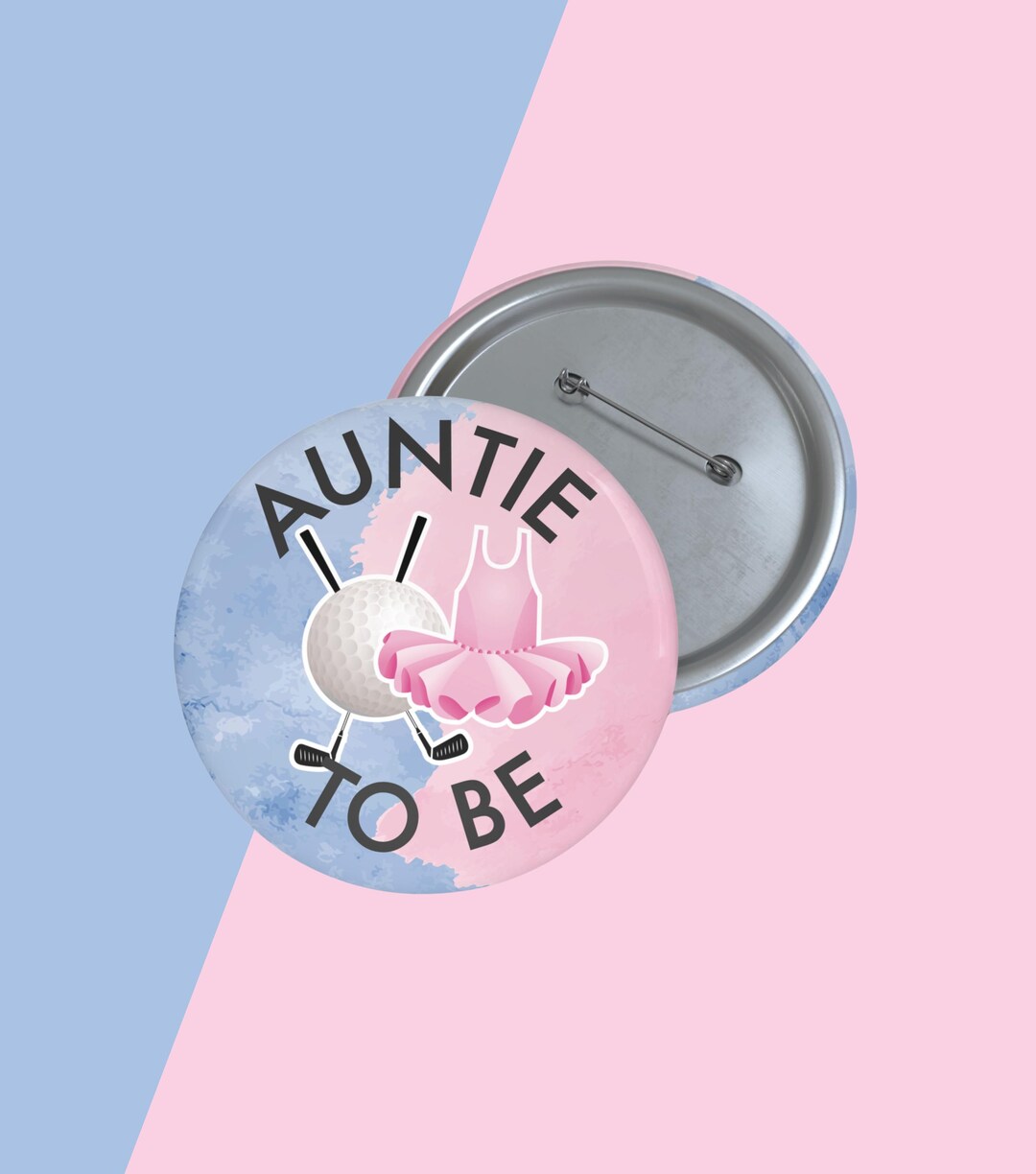 Auntie to Be Pin, Gender Reveal Pin Button, Tees or Tutus Gender Reveal ...