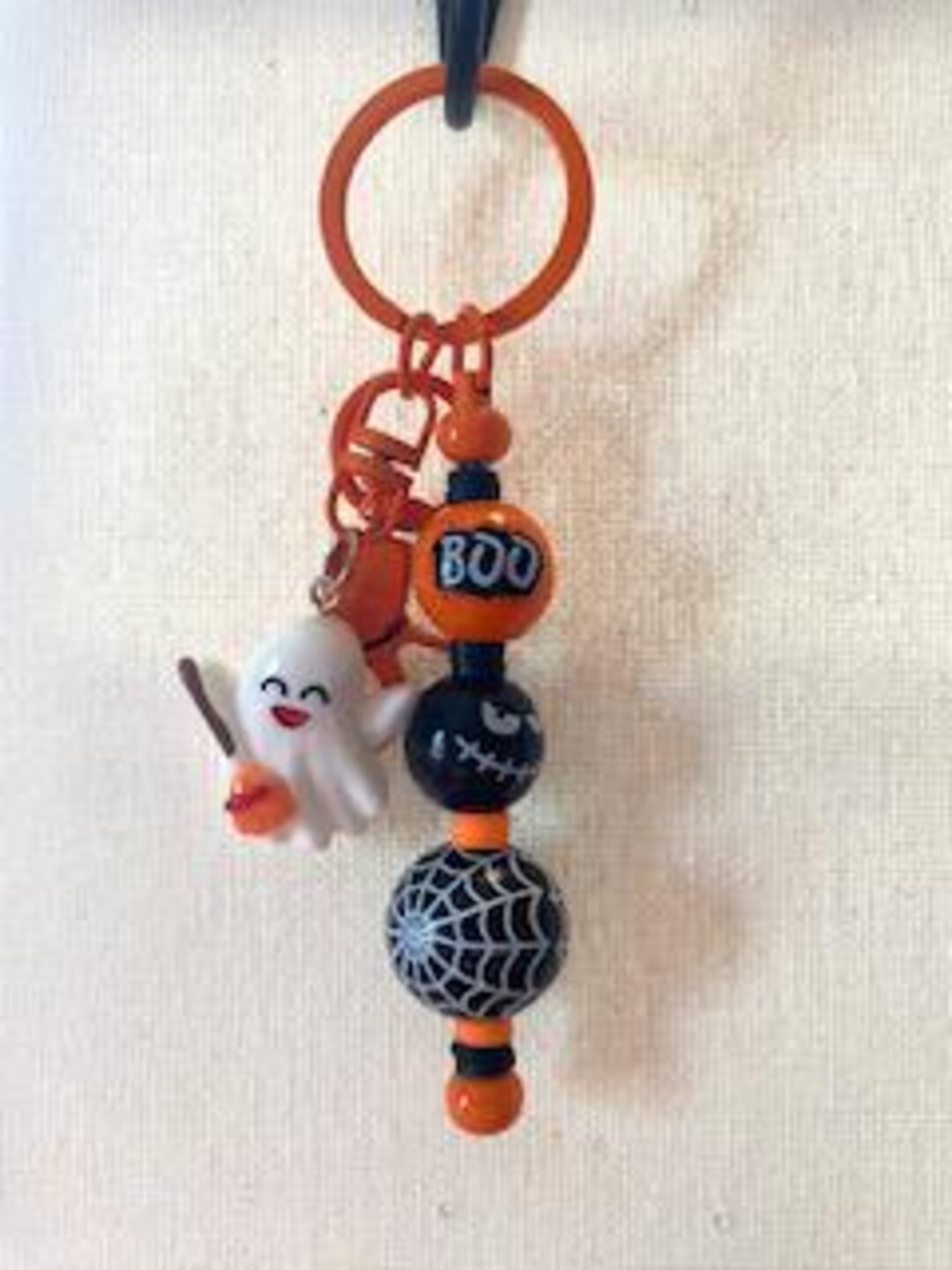 Orange Halloween Keychain With Ghost Charm - Etsy