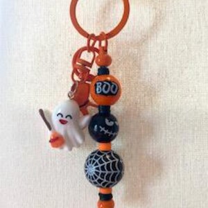 Orange Halloween Keychain With Ghost Charm - Etsy