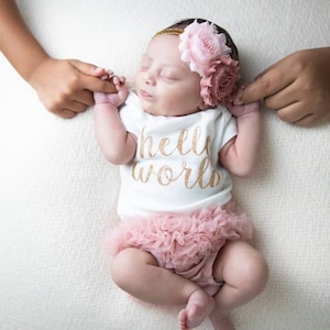PREORDER Baby Girl Coming Home Outfit Baby Girl Clothes Hello World Newborn Outfit Girl Summer ...