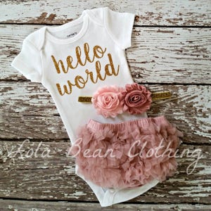 PREORDER Baby Girl Coming Home Outfit Baby Girl Clothes Hello World Newborn Outfit Girl Summer ...